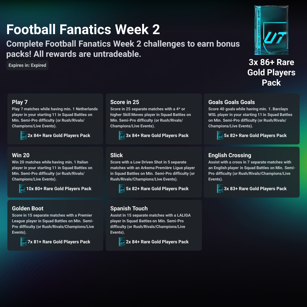 Football Fanatics Week 2 - Objectives | FC 26 | FUT Mind