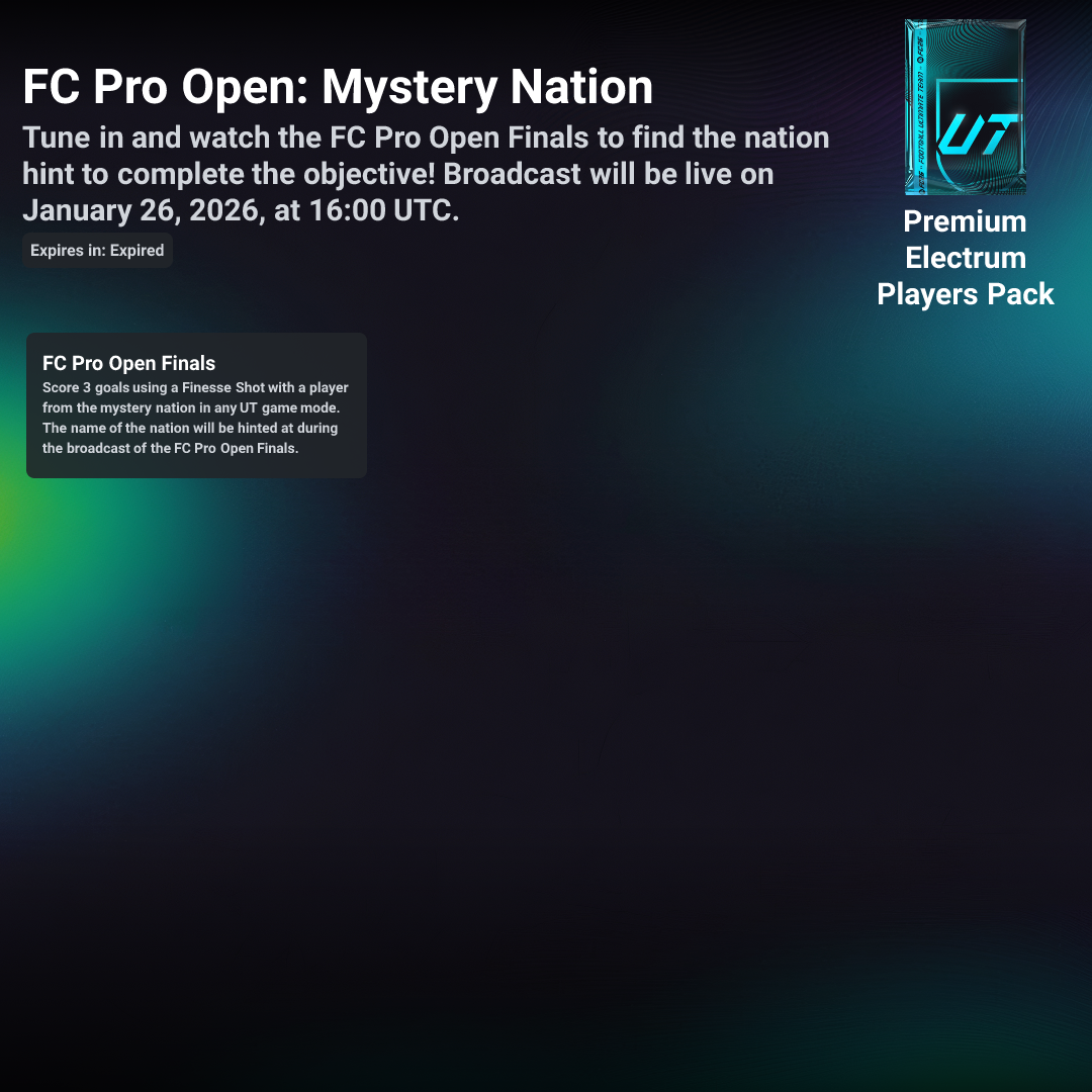 FC Pro Open: país misterioso - Objetivos | FC 26 | FUT Mind