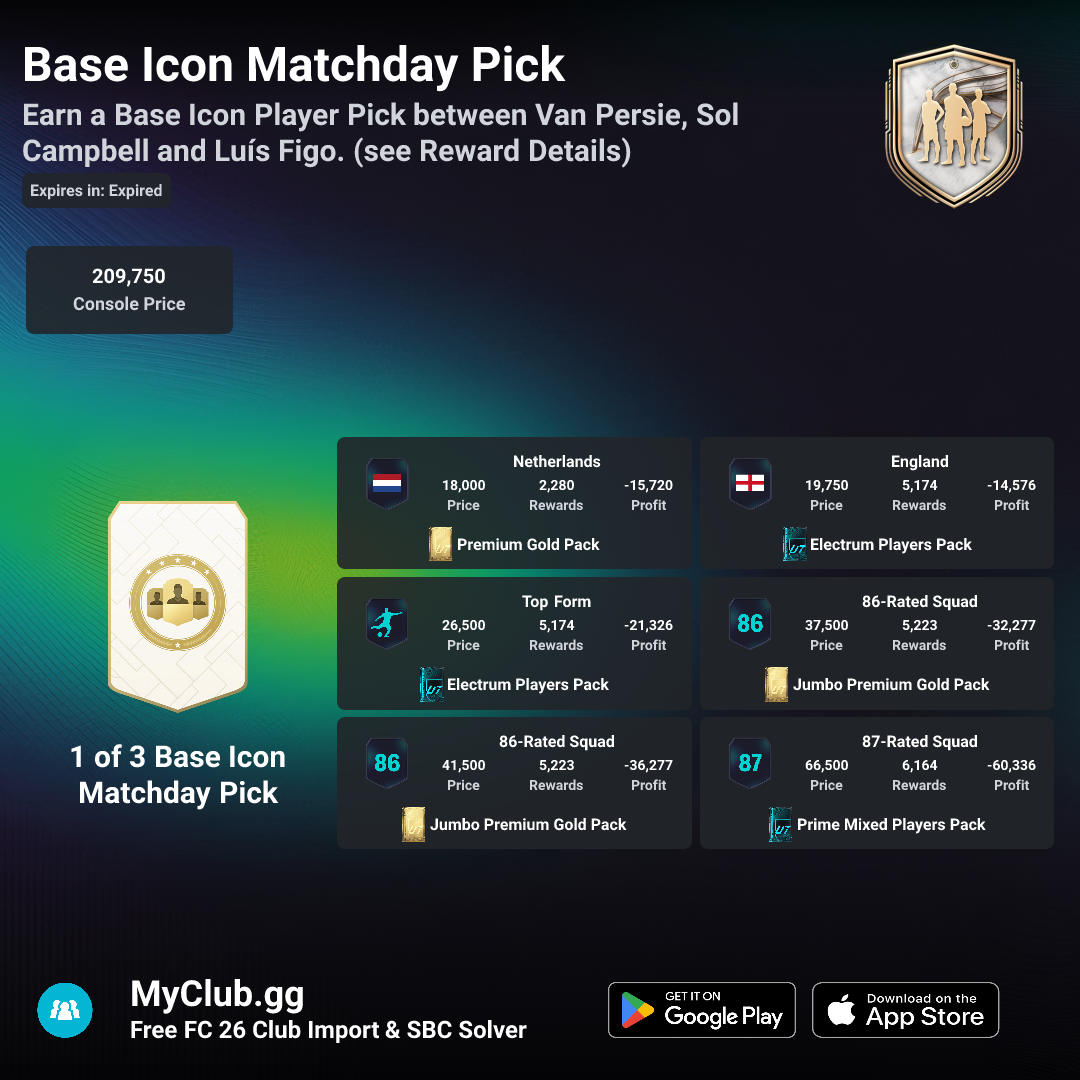 Base Icon Matchday Pick - SBC | FC 26 | FUT Mind